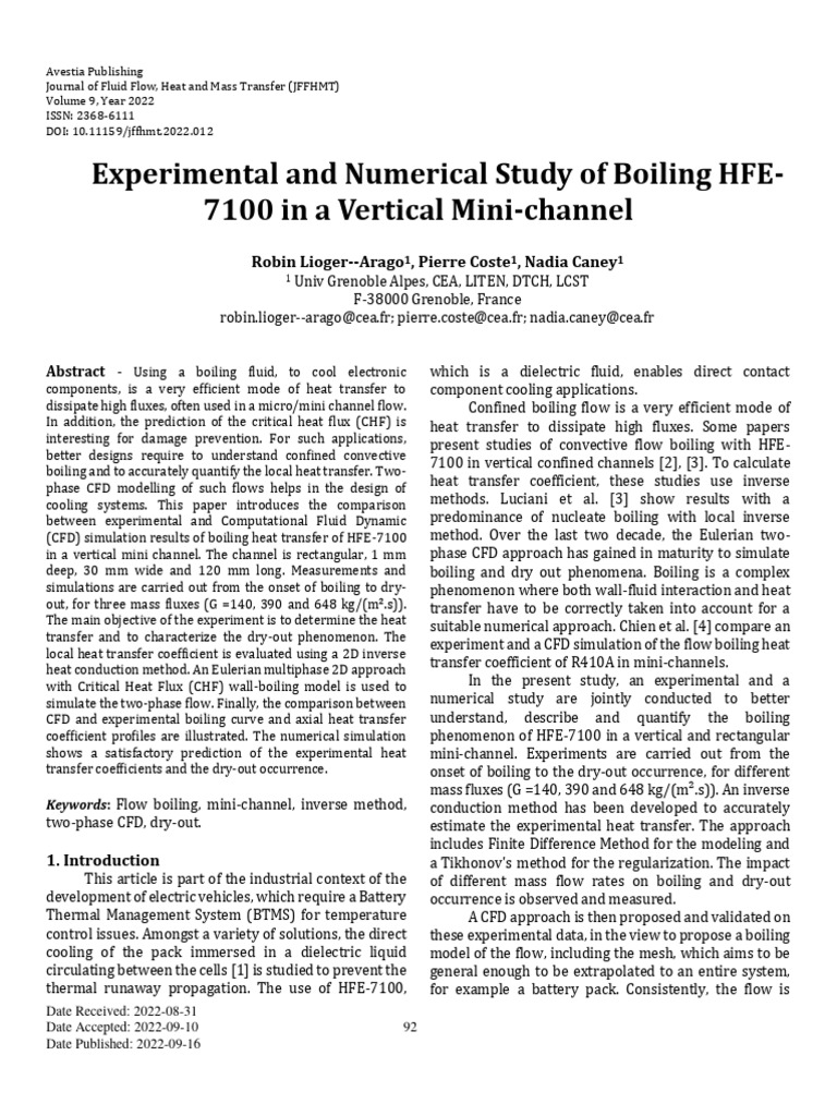 Experimental and Numerical Study of Boiling HFE-7100 - in - A - Vertical - Minichannel | PDF ...