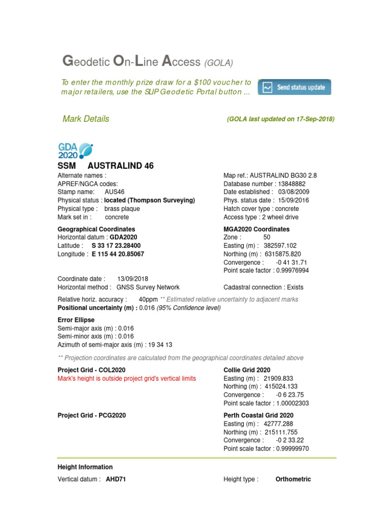 Geodetic Report Sample | PDF | Latitude | Height