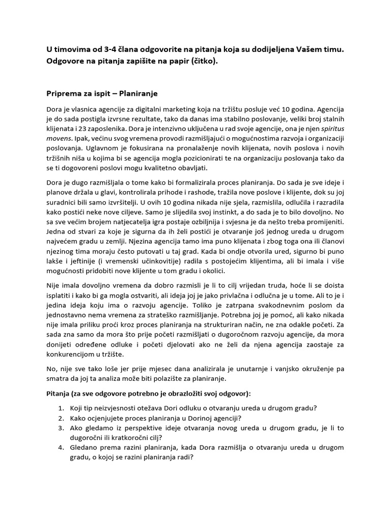 Priprema Za Ispit Planiranje | PDF