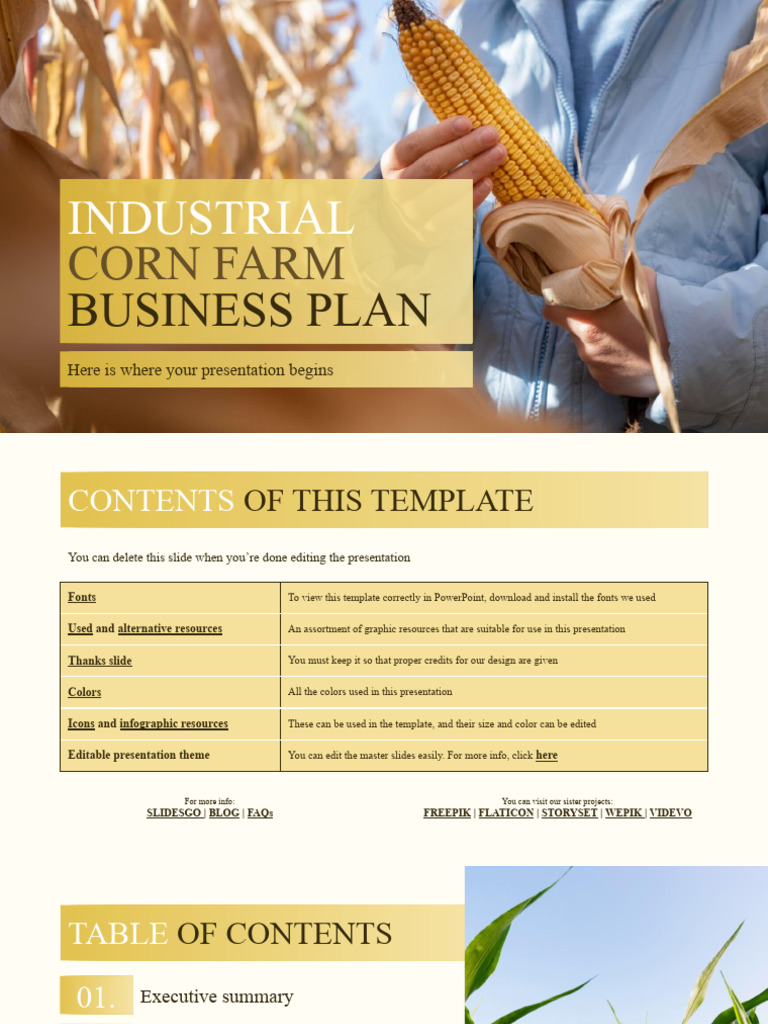 Industrial Corn Farm Business Plan by Slidesgo | PDF