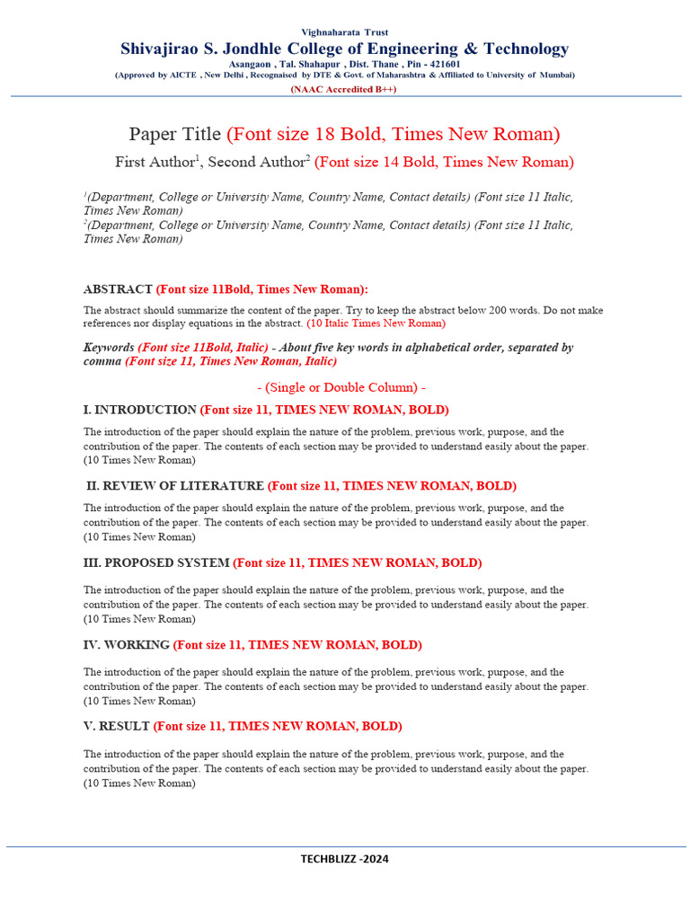 Paper Format | PDF | Times New Roman | Writing