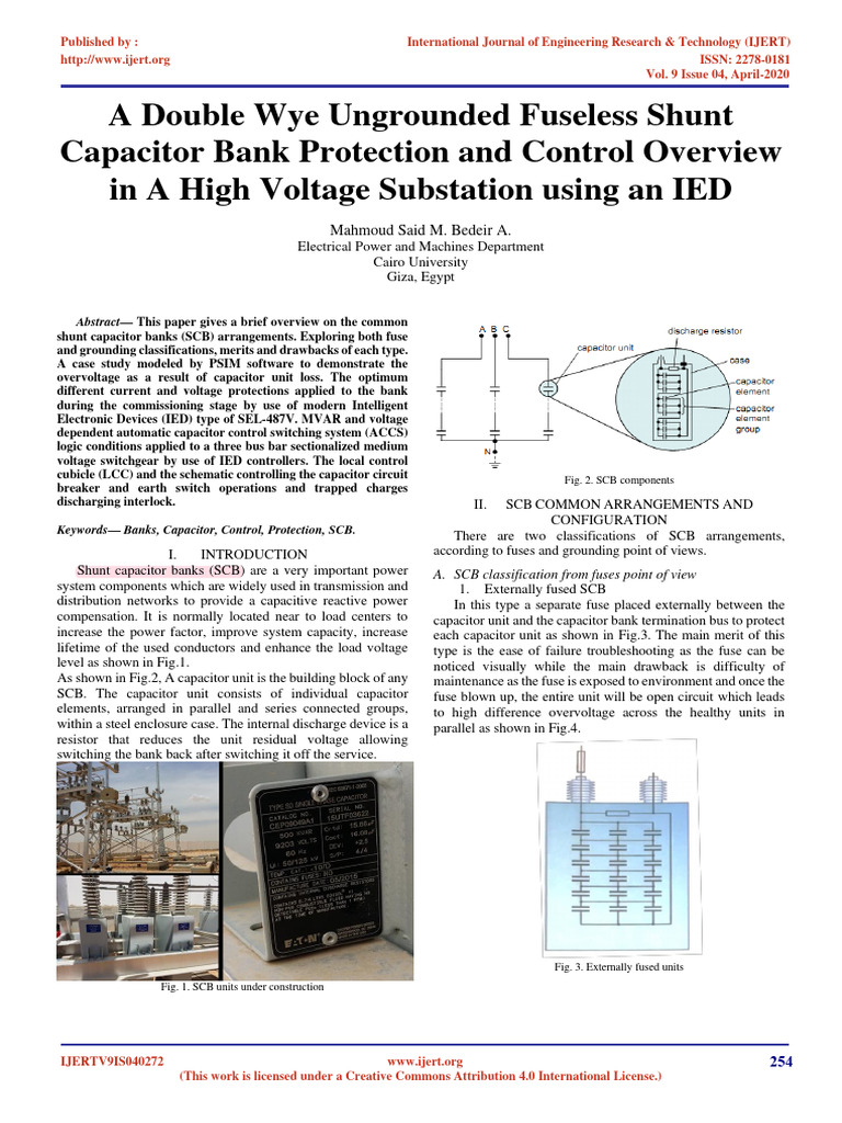 Fuseless Shunt Capacitor Bank Overview | PDF | Capacitor | Fuse ...