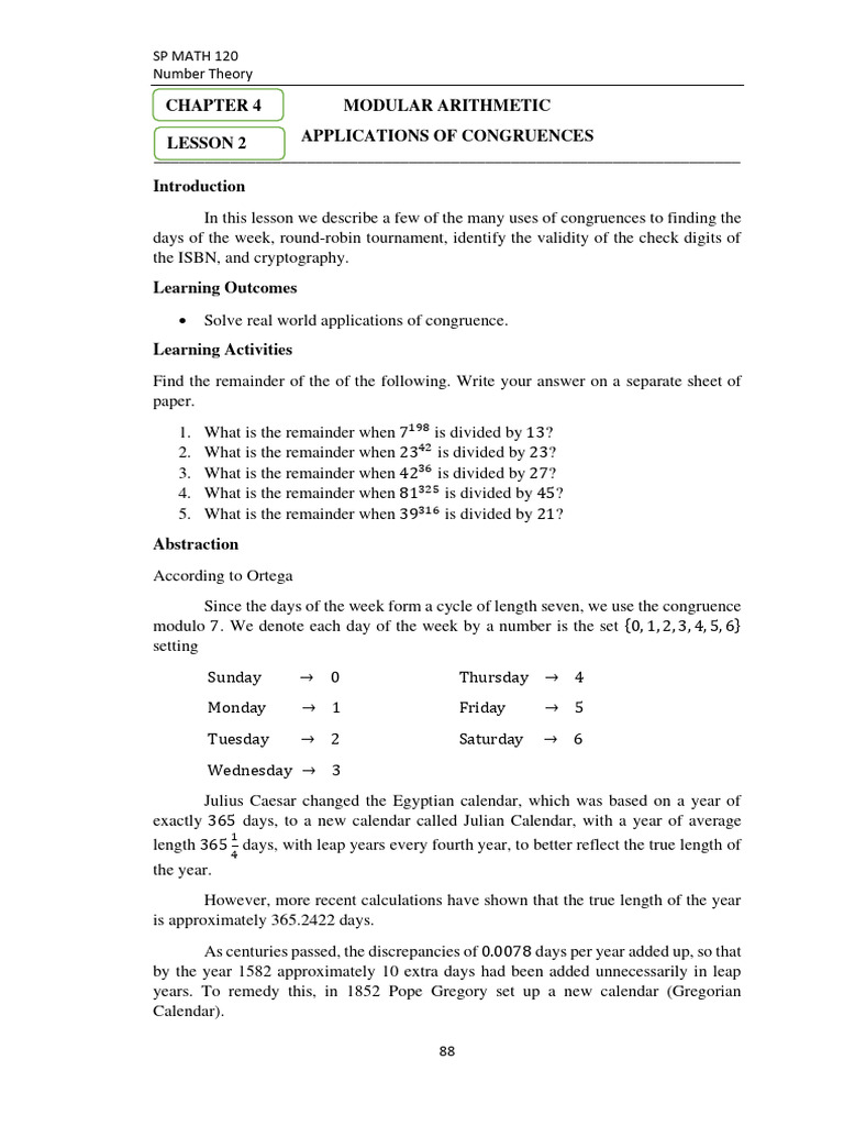 Application To Congruences | PDF | Cipher | Espionage Techniques