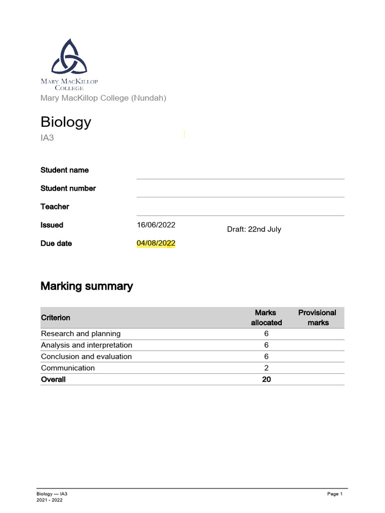 TASK SHEET 2022 IA3 Research Investigation | Download Free PDF ...