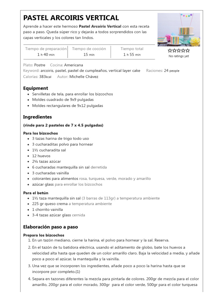 PASTEL ARCOIRIS VERTICAL | PDF | Pasteles | Panes