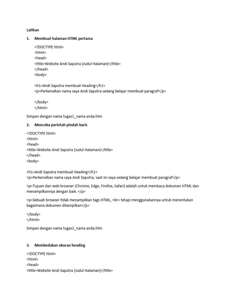 Latihan HTML | PDF | Seni | Komputer