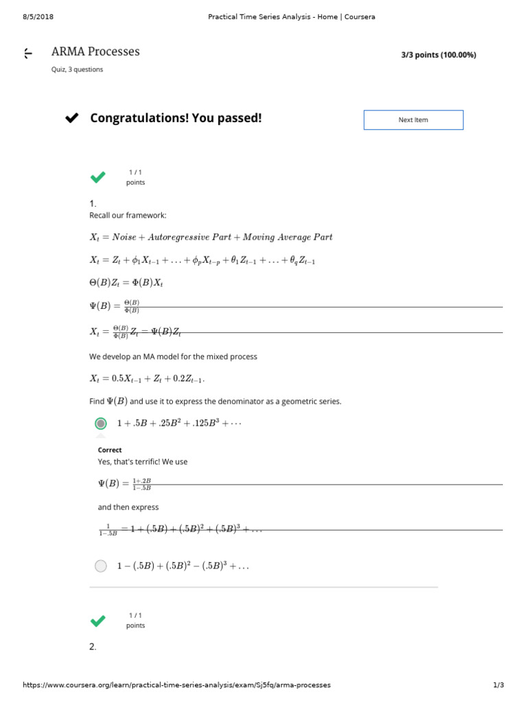 Week 5 Quiz - ARMA Processes | PDF | Forecasting | Statistical Analysis