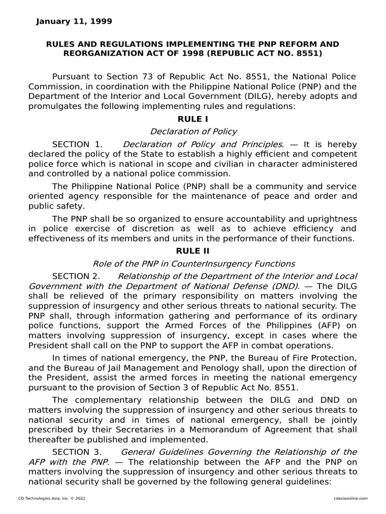 IRR-RA 8551-1999-Rules - and - Regulations - Implementing - The - PNP ...