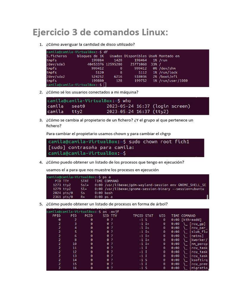 Ejercicios-Comandos Linux 3 | PDF | Ingeniería Informática | Arquitectura de Computadores