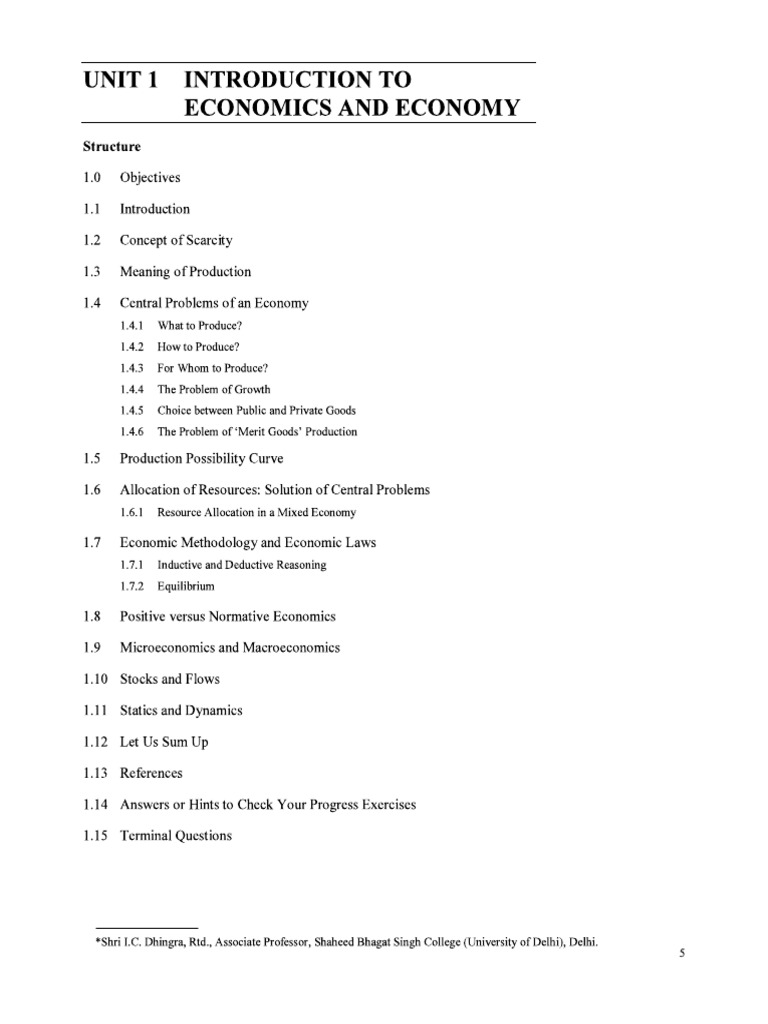 Unit-1 Introduction To Economics and Economy | PDF