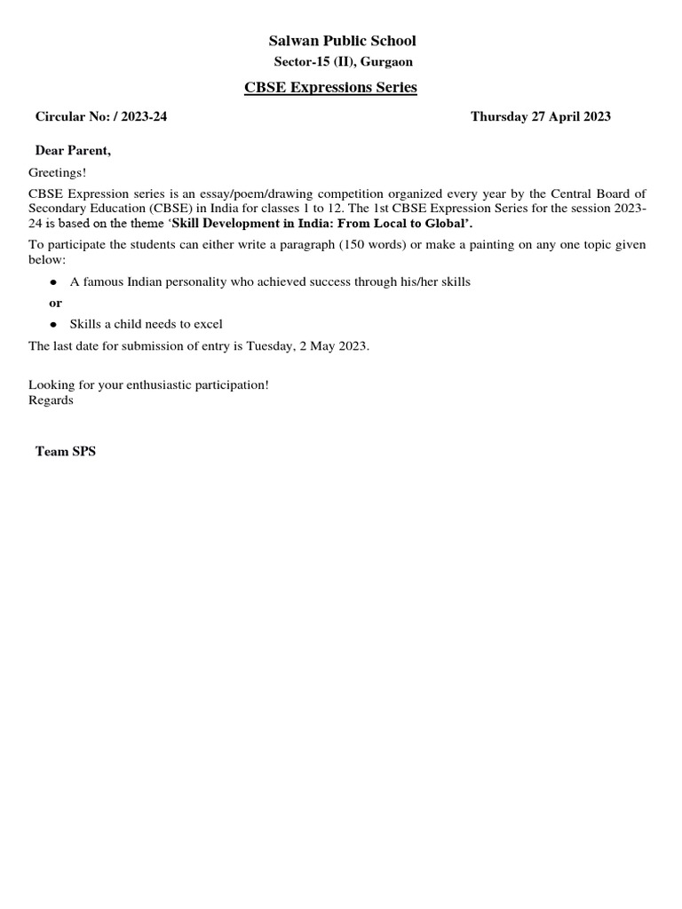 CBSE Expression Series 2023-24 Details | PDF