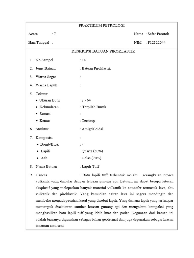 Deskripsi Batu Lapili Tuff | PDF