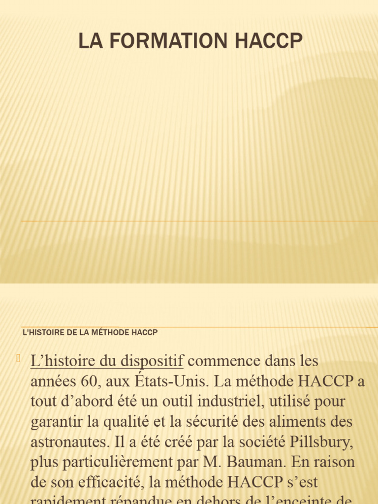 La Formation HACCP | PDF | Analyse des dangers et points critiques pour ...