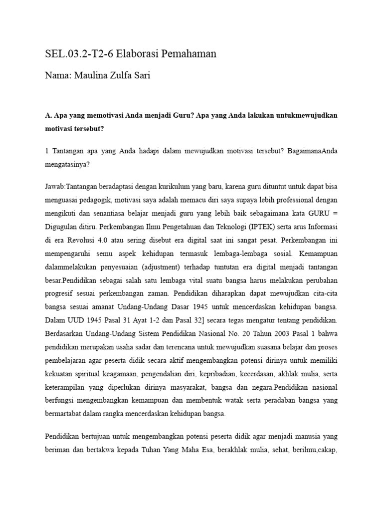 SEL.03.2-T2-6 Elaborasi Pemahaman Topik 2 | PDF
