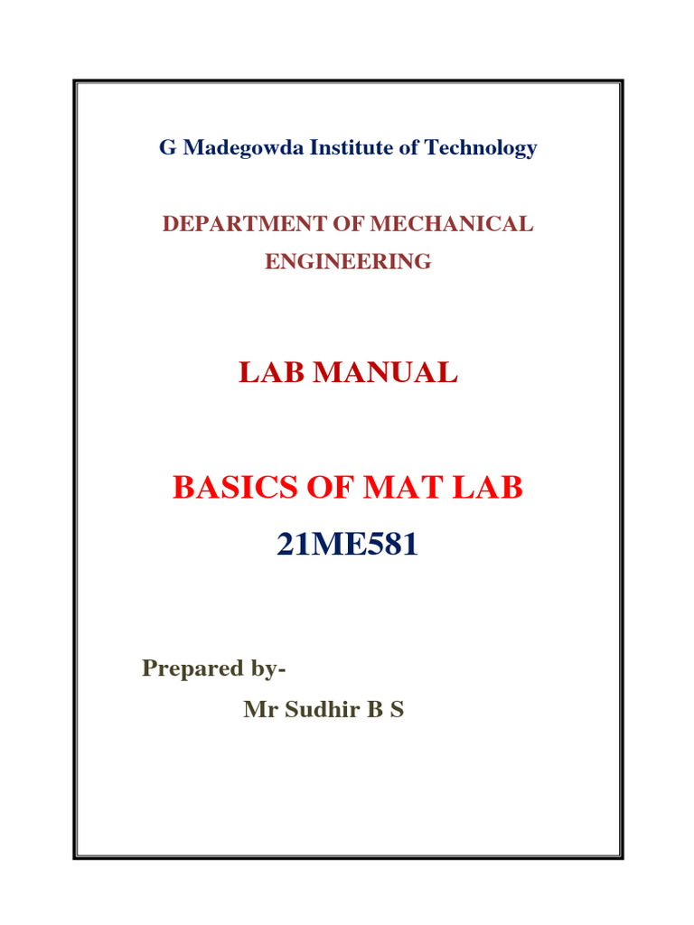 Basics of MATLAB. | PDF | Computers