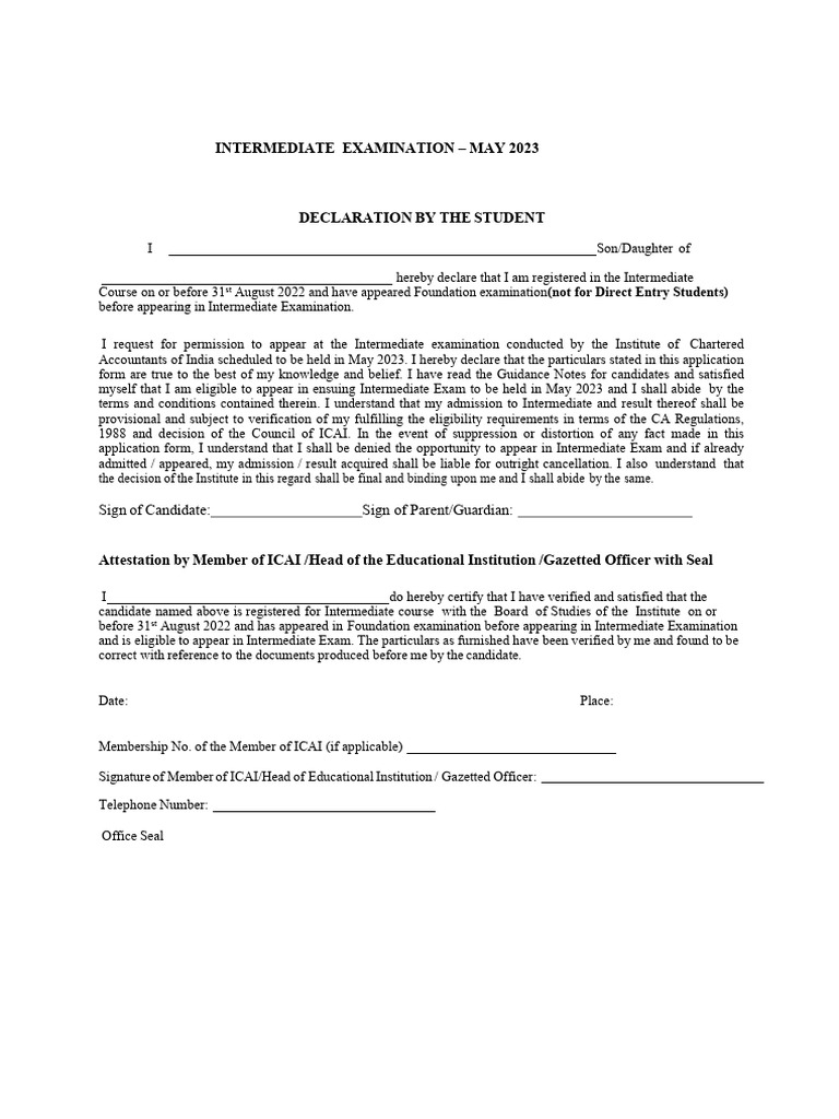 Inter Declaration Form | Download Free PDF | Government | Justice