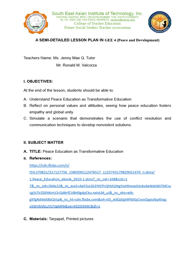 Lesson Plan of Gee4 | PDF