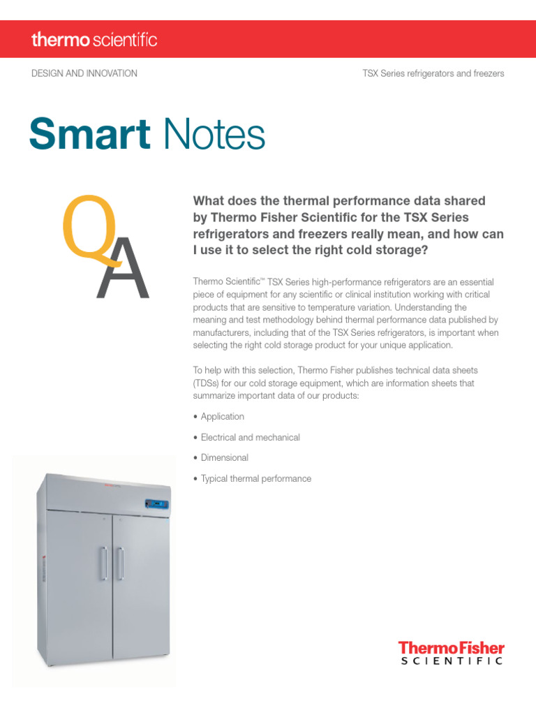Thermal Performance Thermo Scientific TSX Refrigerators Freezers Smart ...