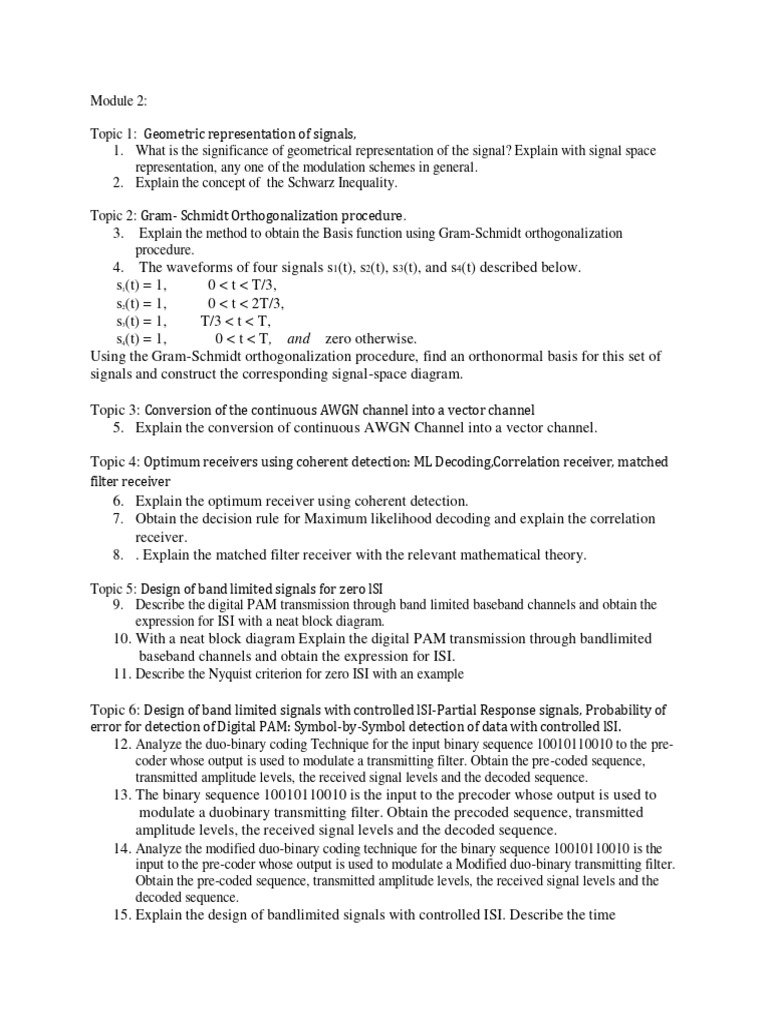 Model Questions From Module 2 and 3 | Download Free PDF | Electronics | Telecommunications ...