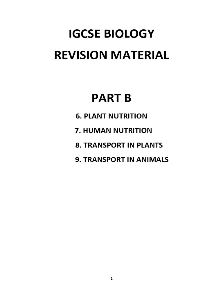 IGCSE Revision Material - Part B | PDF | Stoma | Small Intestine