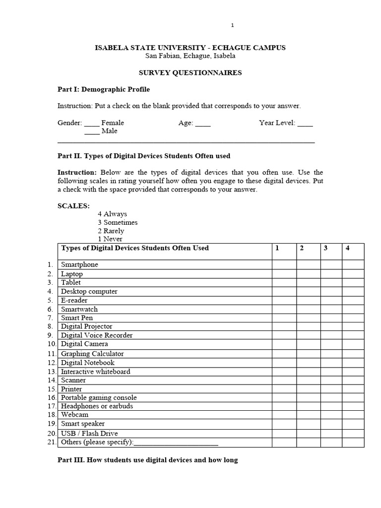 Research Instrument Sample | PDF | Time Management | Professional Skills