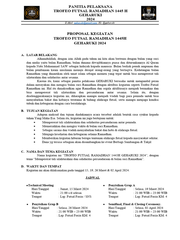 Proposal Kegiatan Trofeo Futsal Ramadhan | PDF