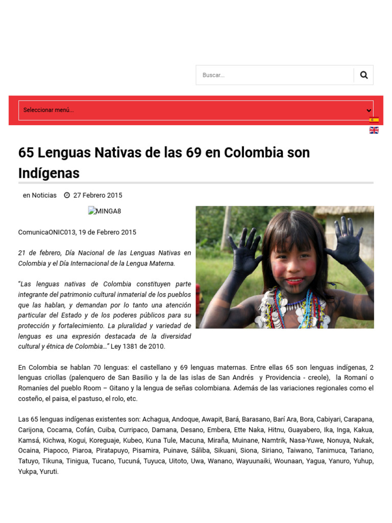 ONIC - 65 Lenguas Nativas de las 69 en Colombia son Indígenas | PDF | Gente indígena | Colombia