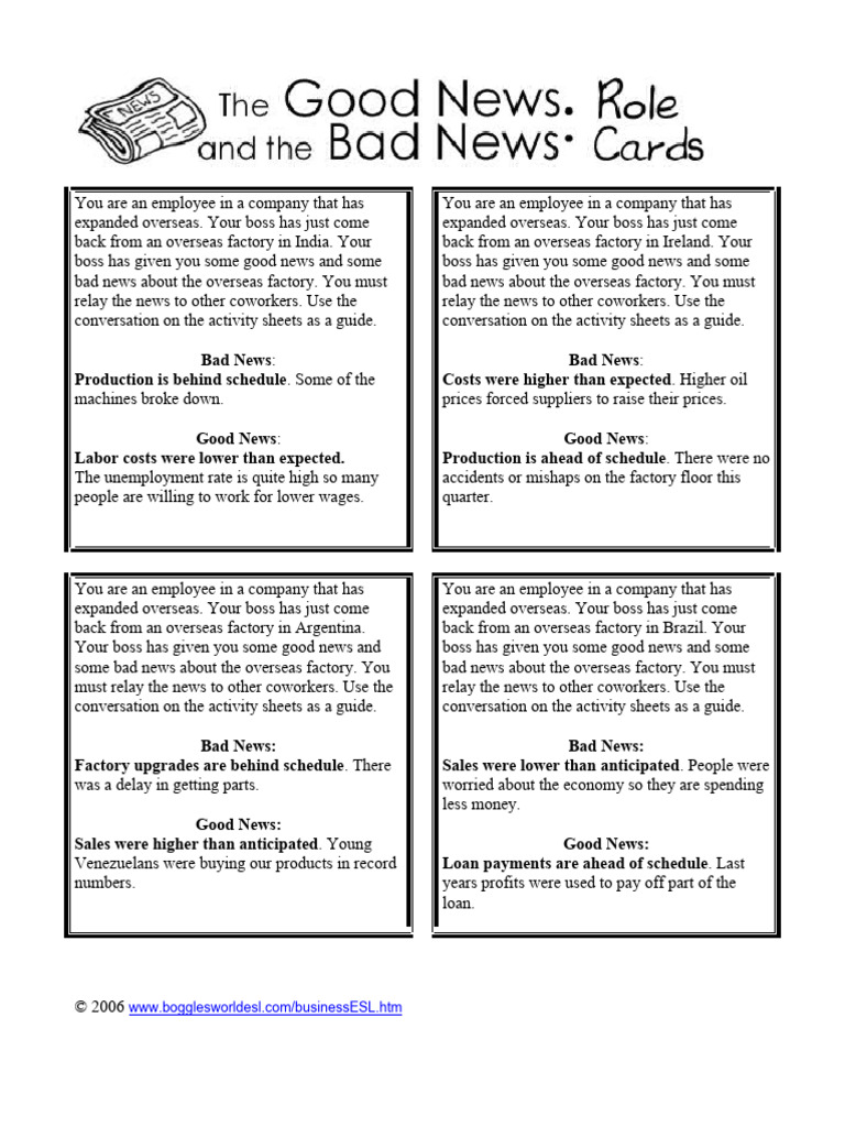 Corporate News Role Cards | PDF | Employment | Economies