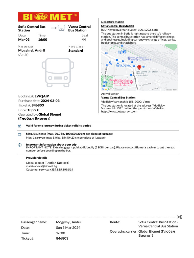 Bus Ticket Y7KLCQXHND | PDF