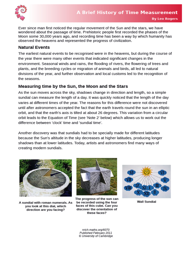 A Brief History of Time Measurement | PDF
