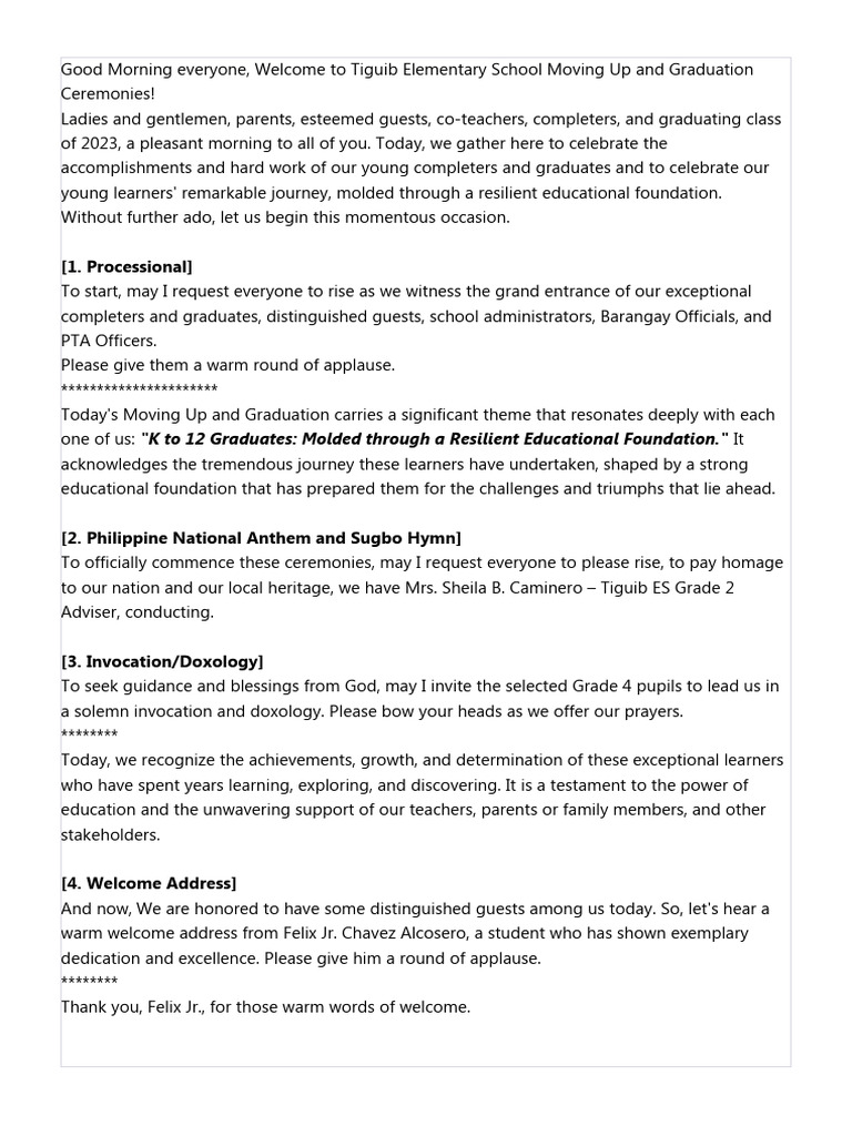 Final-Graduation-Emcee Script | PDF | Travel | Wellness