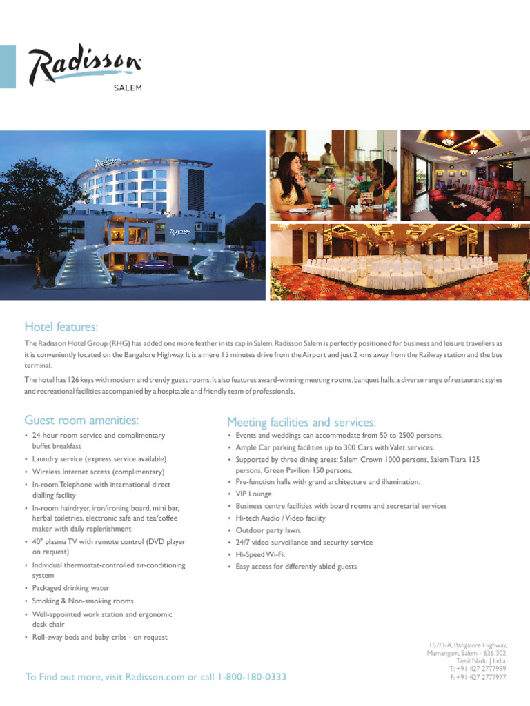 Radisson Salem - Fact File | Download Free PDF | Restaurants | Bar ...
