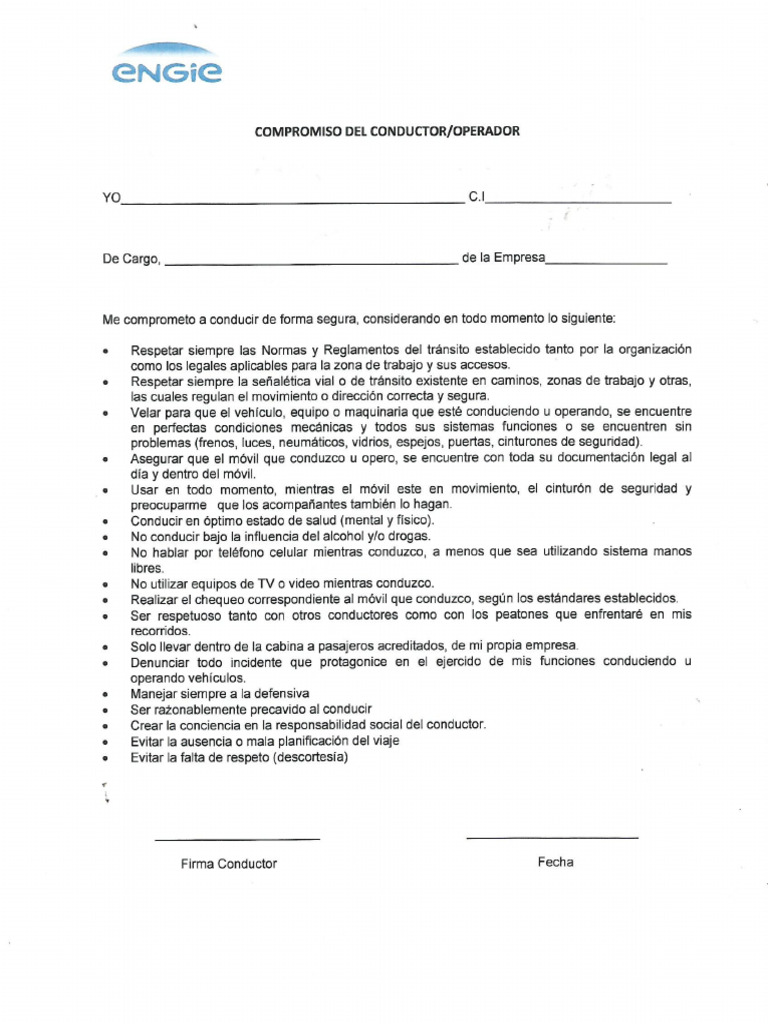Compromiso Conductor Operador Pdf