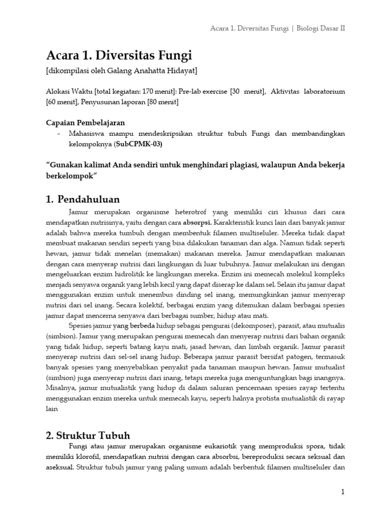 Diversitas dan Struktur Jamur Fungi | PDF | Griya & Taman | Sains ...