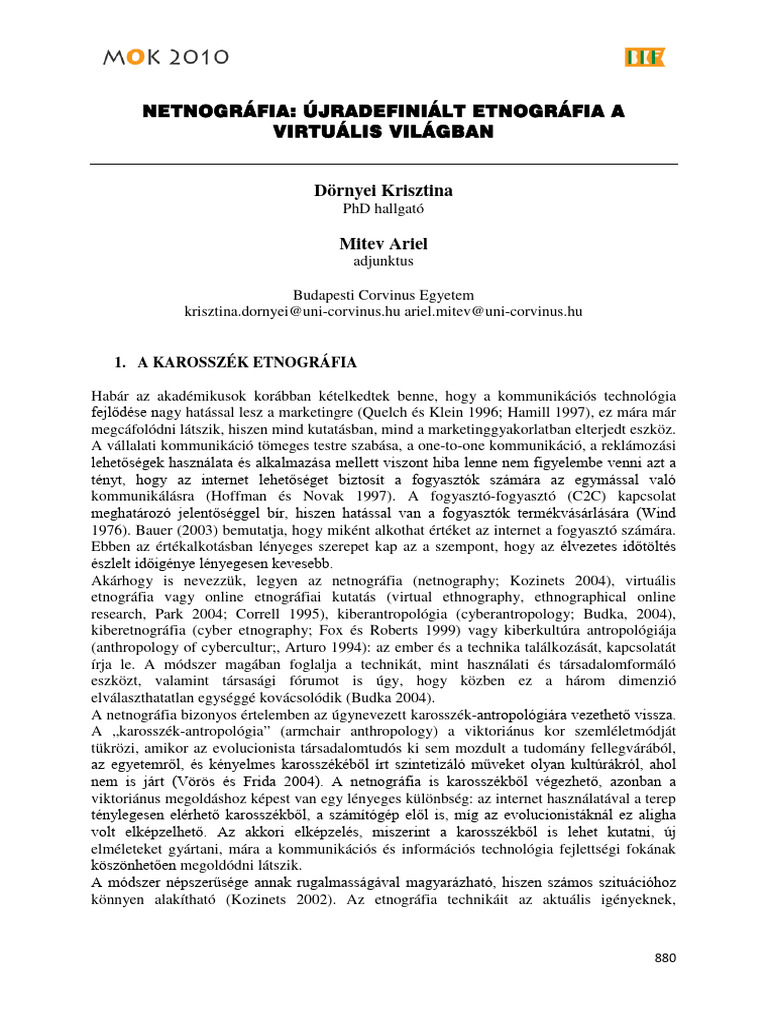 Dornyei Krisztina Mitev Ariel - Netnografia Ujradefinialt Etnografia A ...