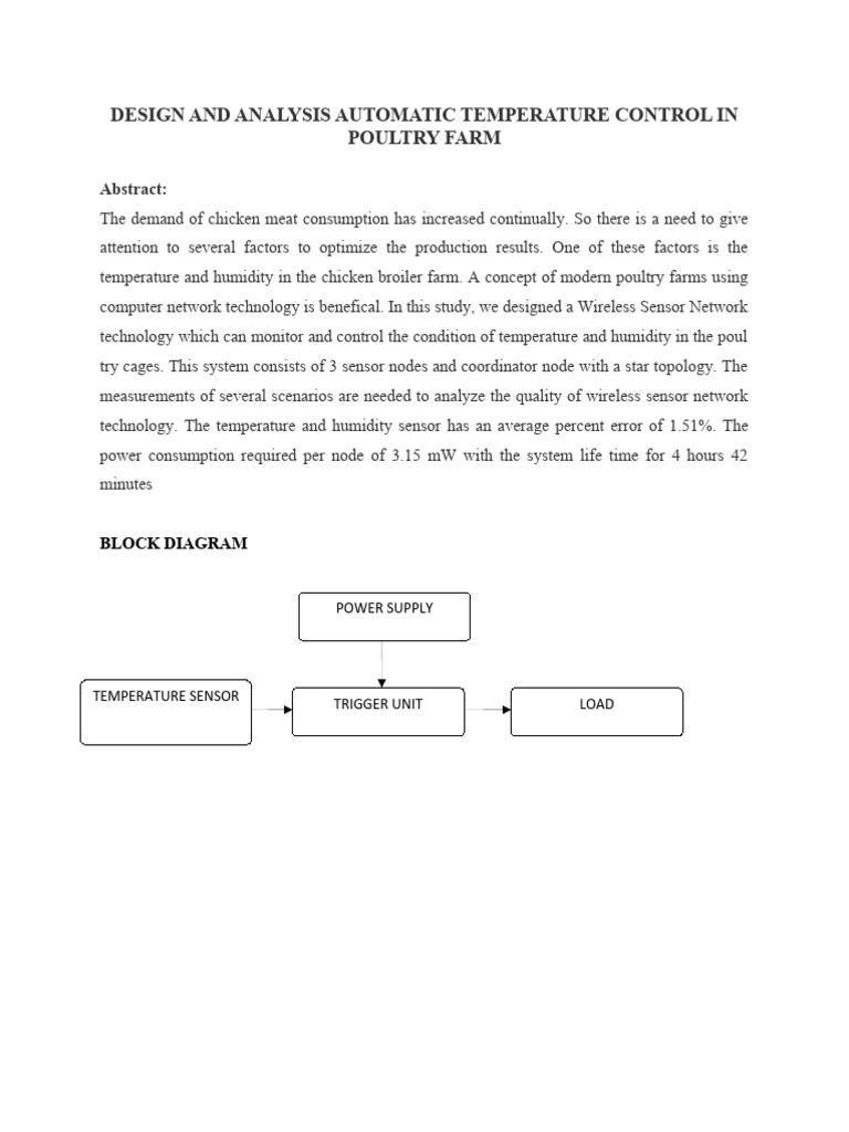 Automatic Temperature Control in Poultry | PDF | Technology & Engineering