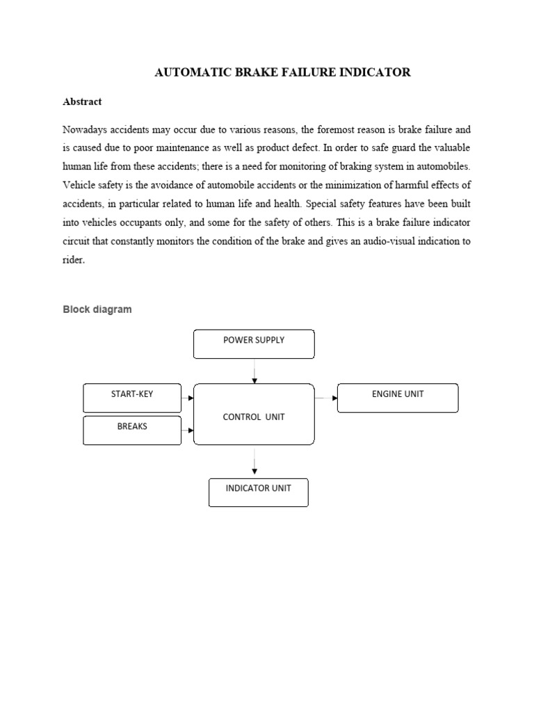 Automatic Brake Failure Indicator | PDF