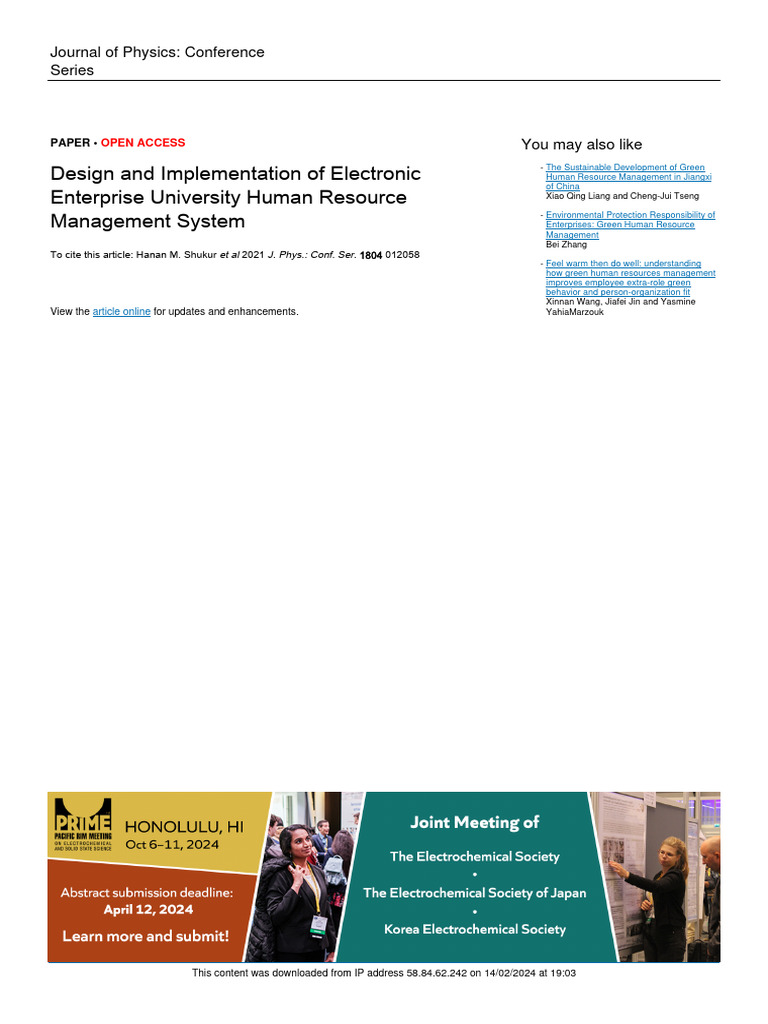 Design and Implementation of Electronic Enterprise University Human ...