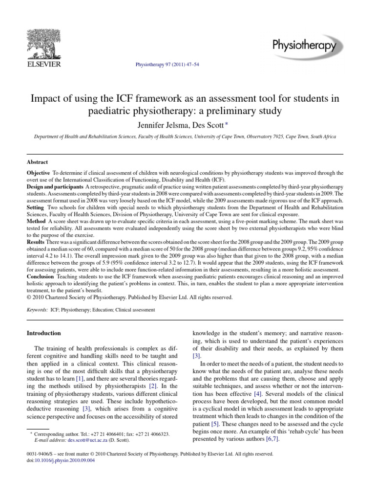 2011 Impacto Do Uso Da Estrutura Da CIF em Fisioterapia Pediátrica ...