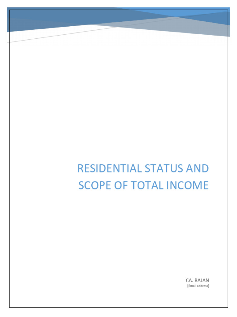 Residential Status and Scope of Total Income - AY 2023 - 24 | PDF ...