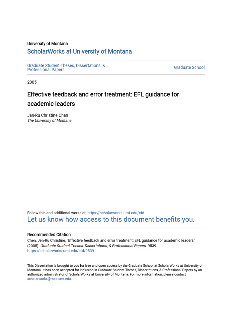 Effective Feedback and Error Treatment - EFL Guidance For Academi | PDF ...