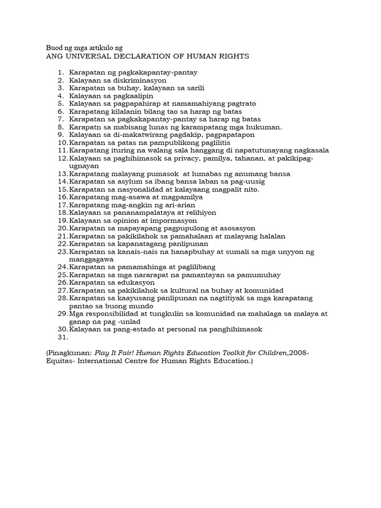 Buod NG Mga Artikulo NG | PDF