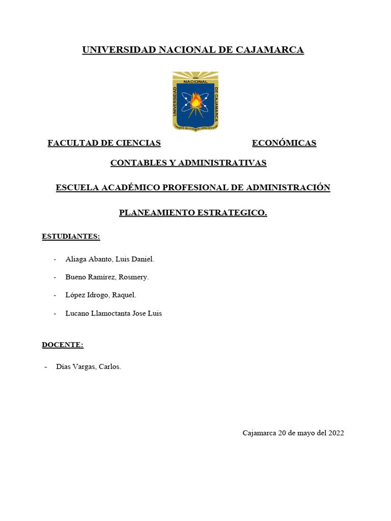 Planeamiento Estrategico Castope Grupo I | PDF | Entorno natural | Perú