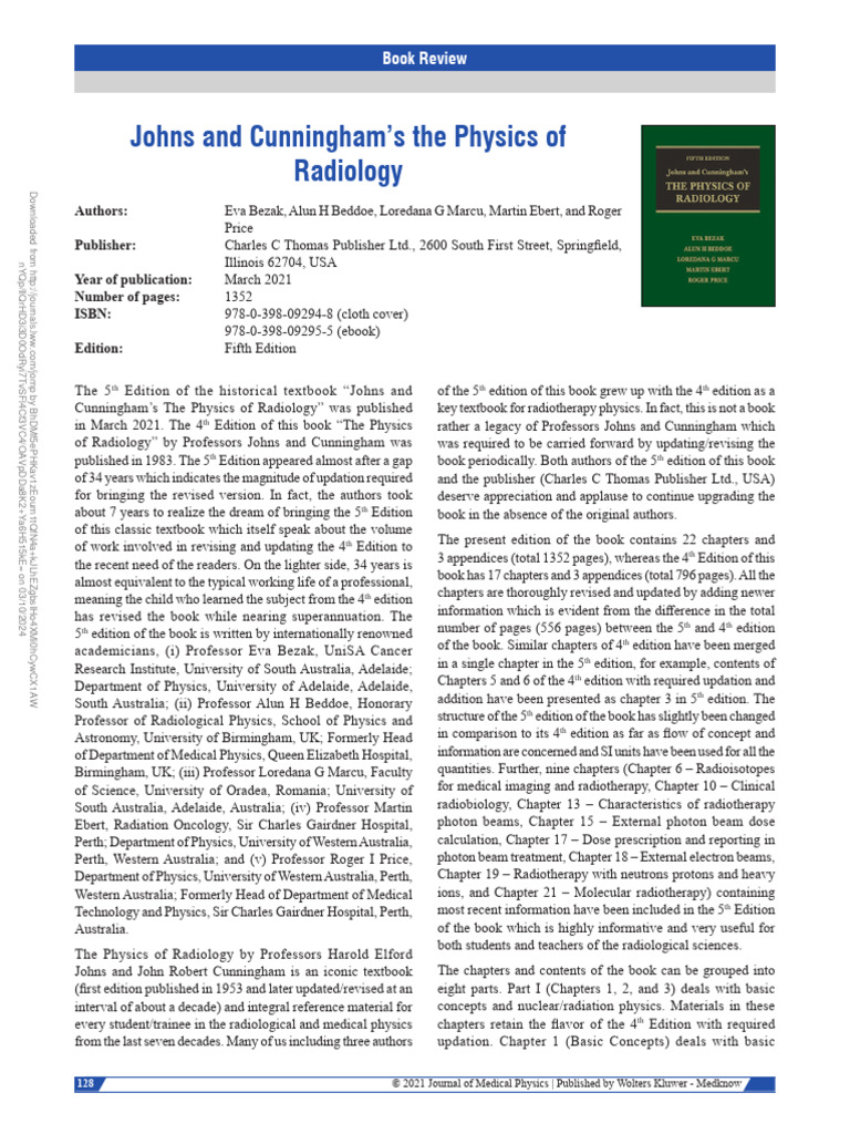 Johns and Cunningham S The Physics of Radiology.11 | PDF | Dosimetry ...