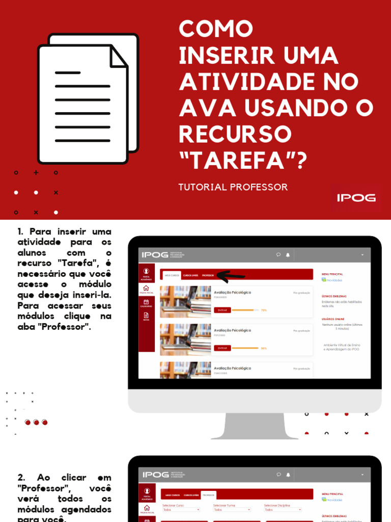 01-AVA-Como Inserir Uma Atividade No AVA Usando o Recurso Tarefa - Tutorial Professores IPOG ...