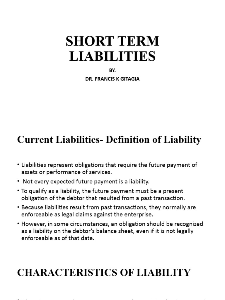 Short Term Liabilities Gitagia | PDF | Liability (Financial Accounting ...