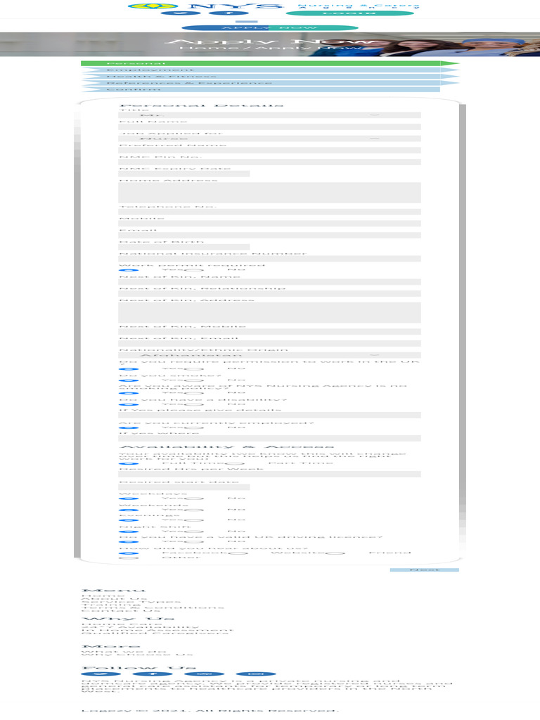 NYS Nursing Agency Application Form | PDF | Nursing | Health Care