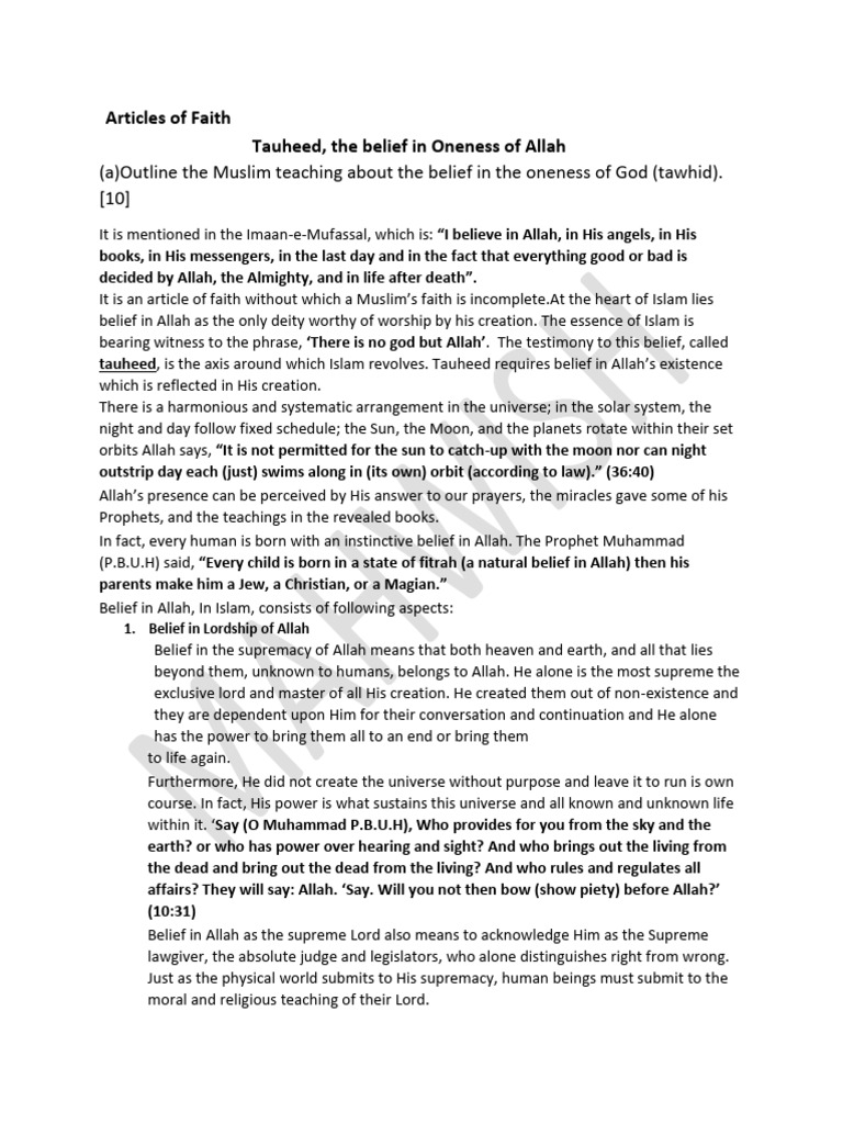Articles of Faith Complete | PDF | Prophets And Messengers In Islam ...