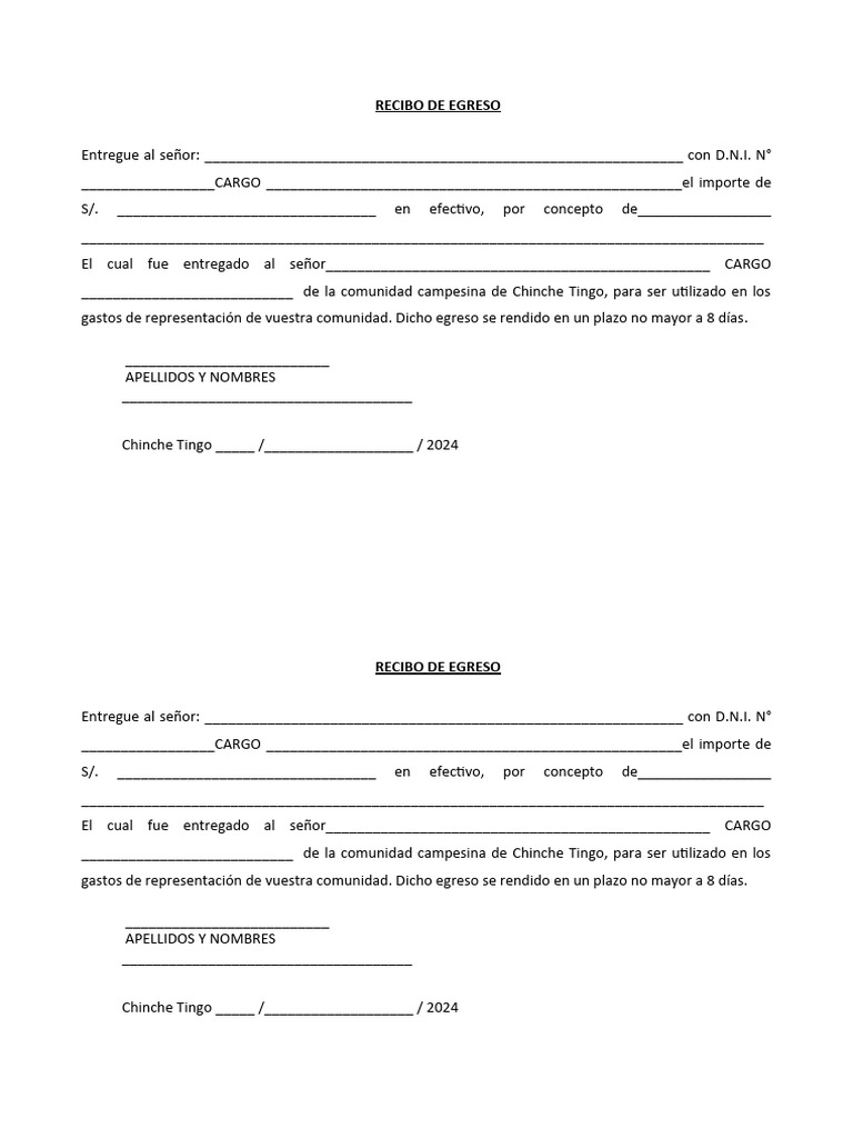 Recibo de Egreso | PDF