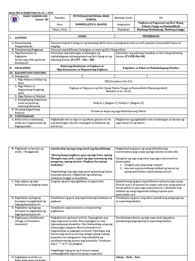 Pagbasa - 3rd Week | PDF